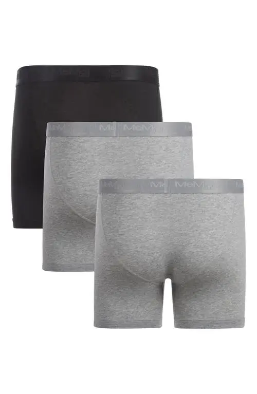 MEMOI Assorted 3-pack Cool Stretch Cotton Boxer Briefs - Black-gray-gray