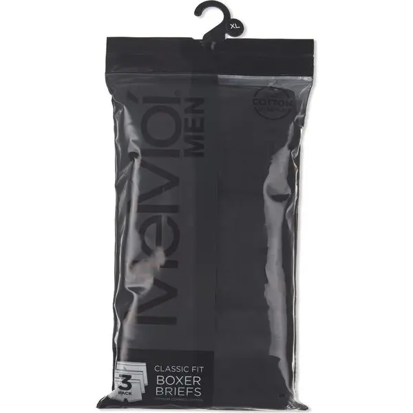 MEMOI Assorted 3-pack Cool Stretch Cotton Boxer Briefs - Black