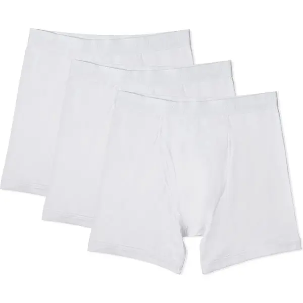 MEMOI Assorted 3-pack Cool Stretch Cotton Boxer Briefs - White