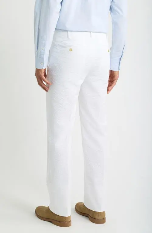 Berle Flat Front Stripe Cotton Seersucker Pants