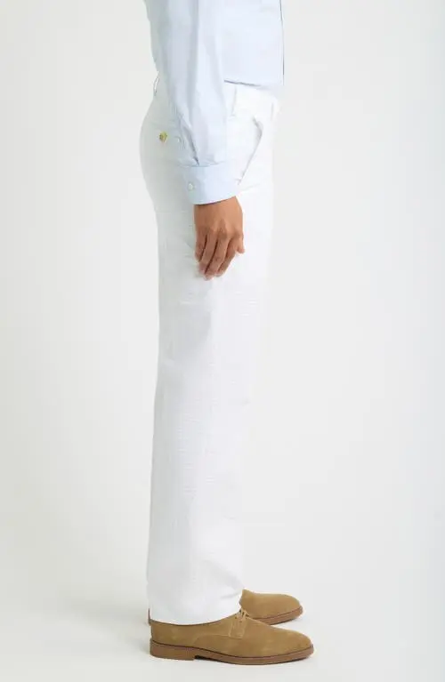 Berle Flat Front Stripe Cotton Seersucker Pants