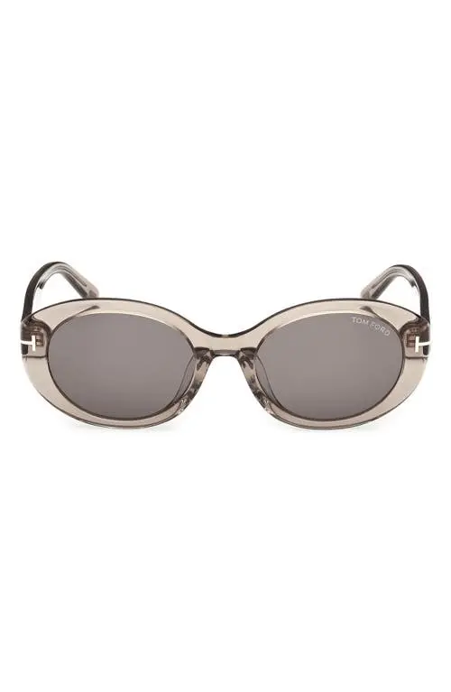 TOM FORD 54mm Oval Sunglasses - Light Brown/smoke