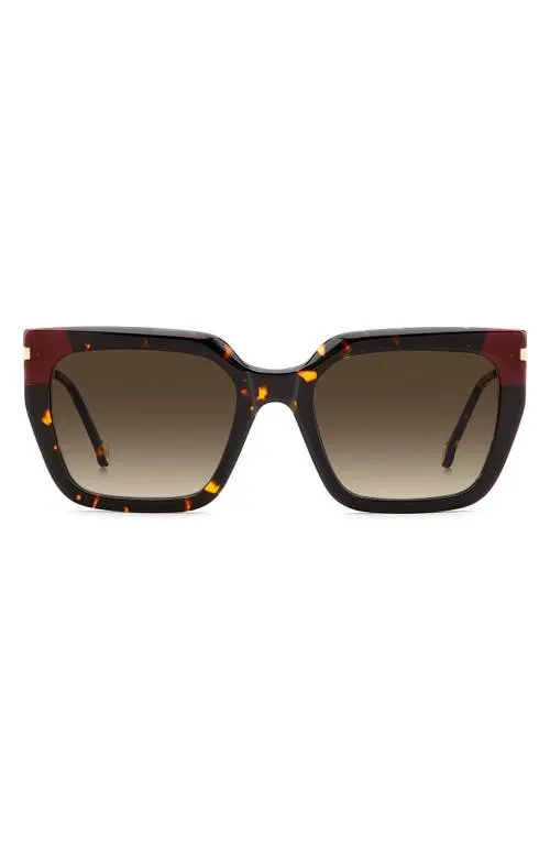 Carolina Herrera 55mm Gradient Rectangular Sunglasses - Havana/brown