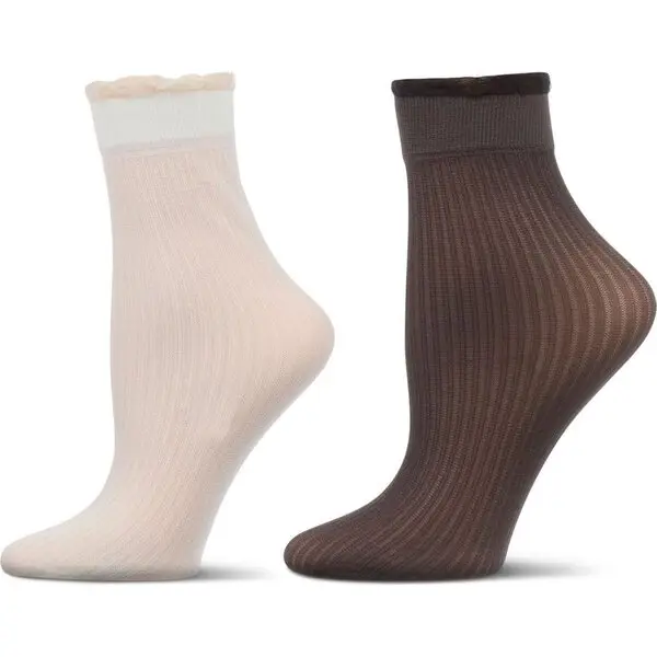 MEMOI Pack Of 2 Ruffled Crew Socks