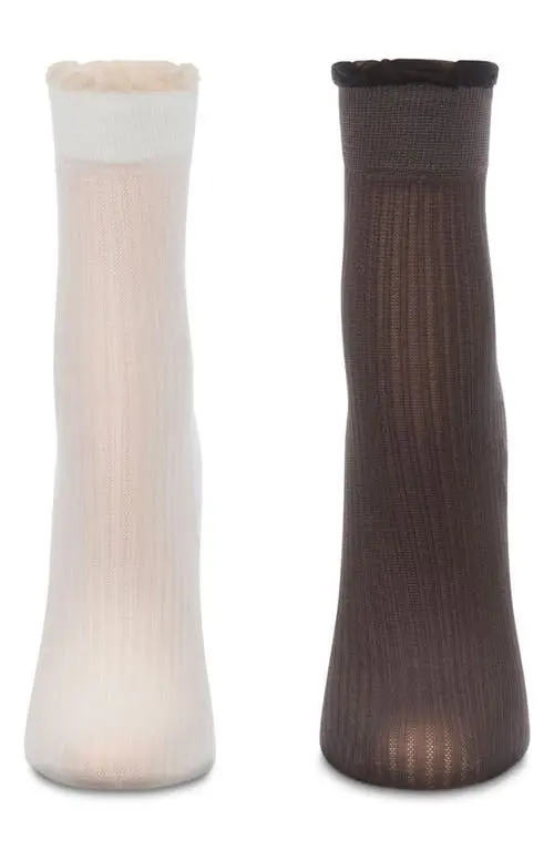 MEMOI Pack Of 2 Ruffled Crew Socks