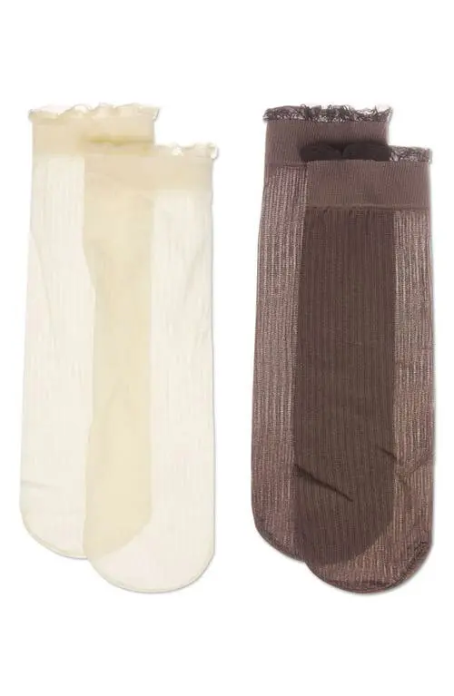MEMOI Pack Of 2 Ruffled Crew Socks