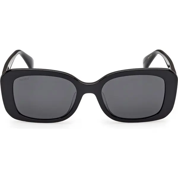 Max Mara 54mm Rectangular Sunglasses - Shiny Black/smoke
