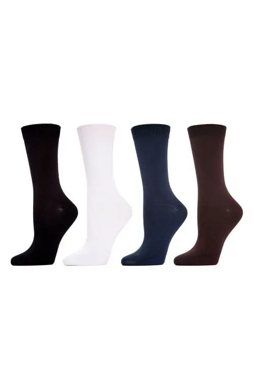 MEMOI Assorted 4-pack Crew Socks - Black/white/brown/blue