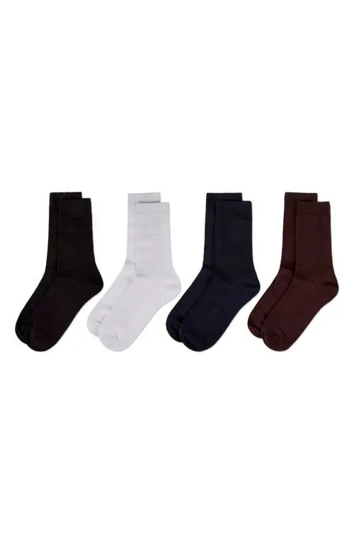 MEMOI Assorted 4-pack Crew Socks - Black/white/brown/blue