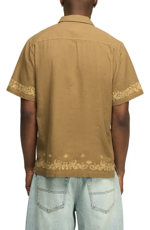 Lucky Brand Embroidered Paisley Camp Shirt