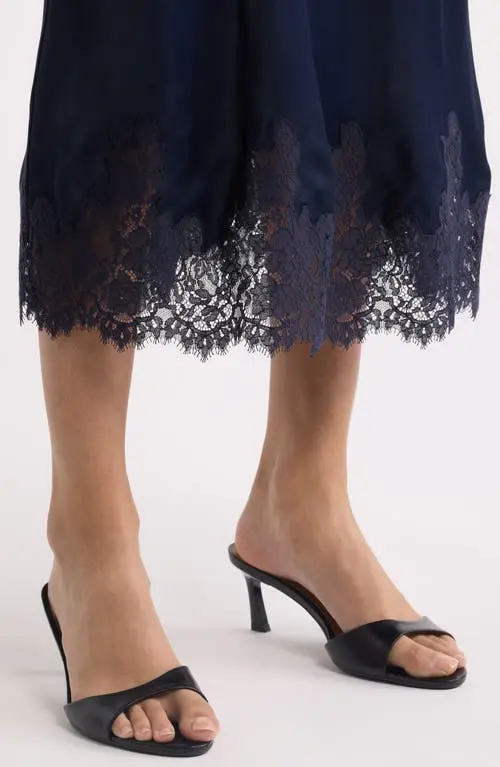 Nordstrom Lace Trim Bias Midi Skirt - Navy Night