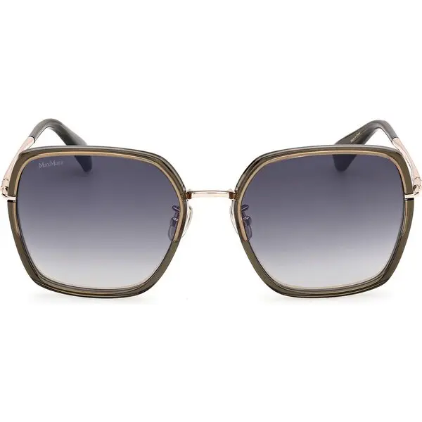 Max Mara 57mm Square Sunglasses - Dark Green/gradient Smoke