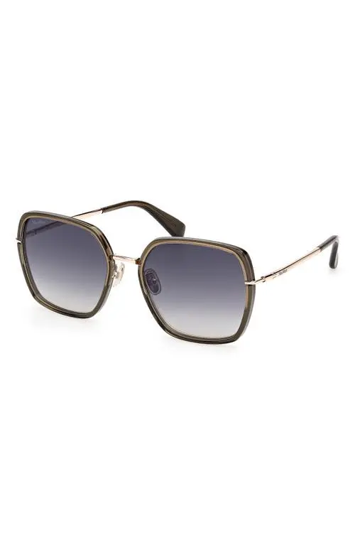 Max Mara 57mm Square Sunglasses - Dark Green/gradient Smoke