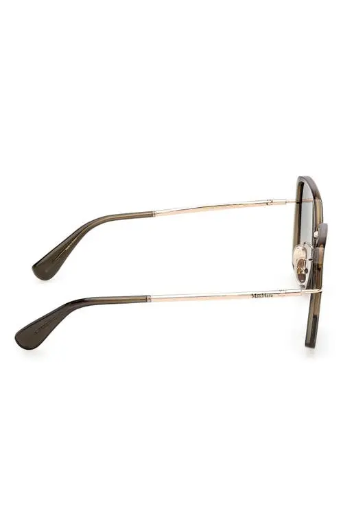 Max Mara 57mm Square Sunglasses - Dark Green/gradient Smoke