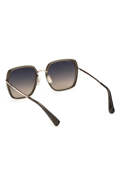 Max Mara 57mm Square Sunglasses - Dark Green/gradient Smoke