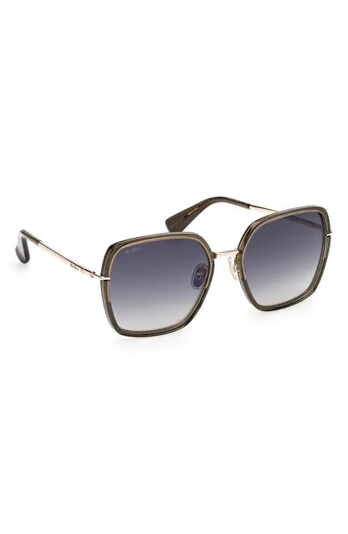 Max Mara 57mm Square Sunglasses - Dark Green/gradient Smoke