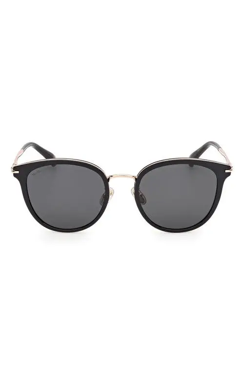 Max Mara 55mm Round Sunglasses - Shiny Black/smoke