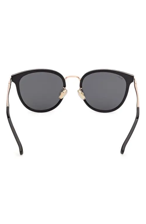 Max Mara 55mm Round Sunglasses - Shiny Black/smoke