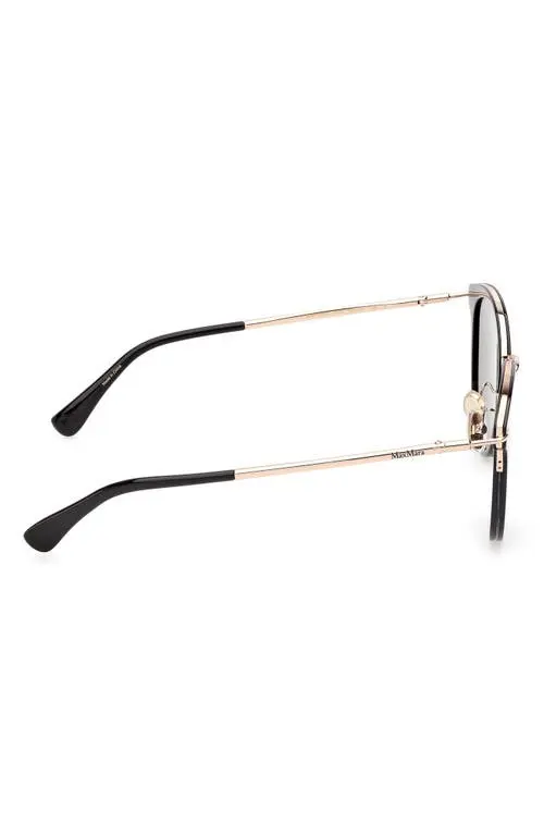 Max Mara 55mm Round Sunglasses - Shiny Black/smoke