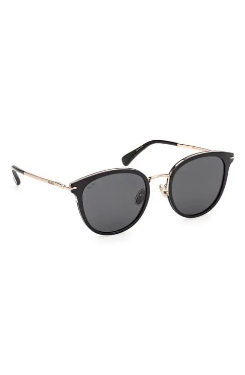 Max Mara 55mm Round Sunglasses - Shiny Black/smoke