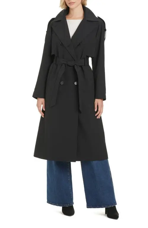 Kate Spade New York Water Resistant Double Breasted Trench Coat - Black