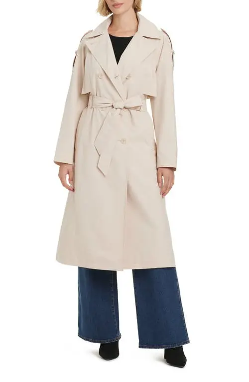 Kate Spade New York Water Resistant Double Breasted Trench Coat - Champagne