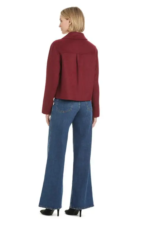Kate Spade New York Wool Blend Jacket With Removable Faux Shearling Collar - Rhubarb Jam