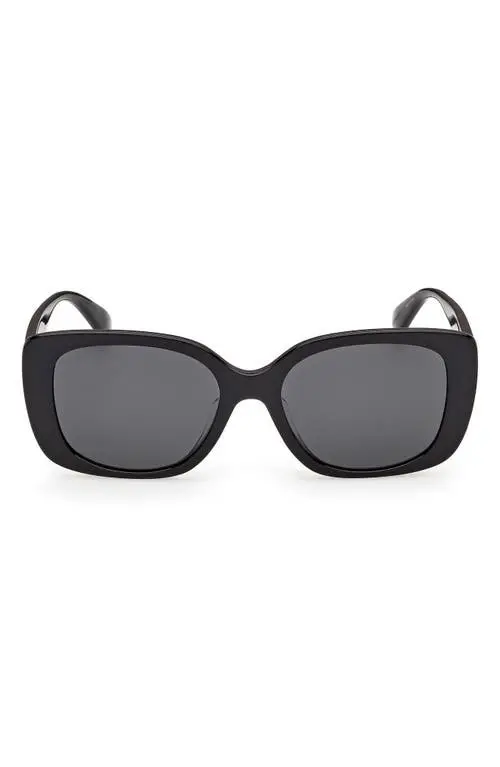 Max Mara 55mm Rectangular Sunglasses - Shiny Black/smoke