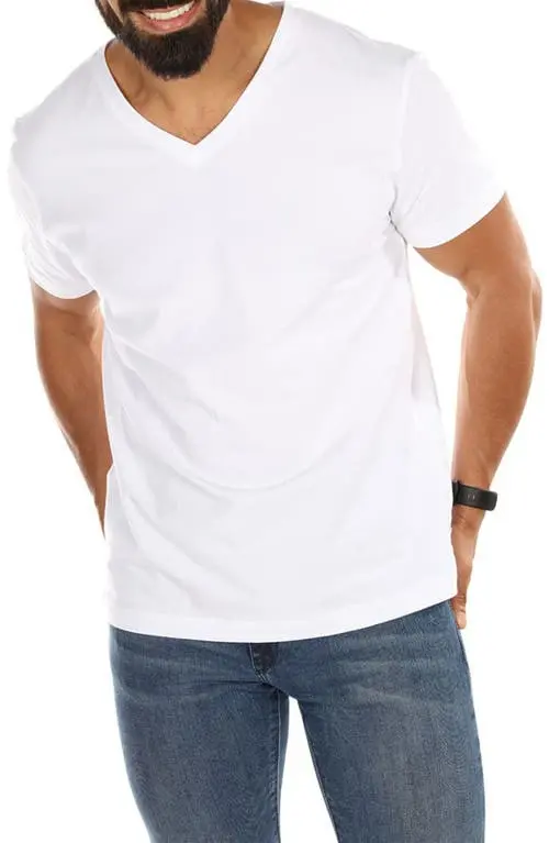 MEMOI 2-pack Cool Stretch Cotton V-neck Undershirts - White