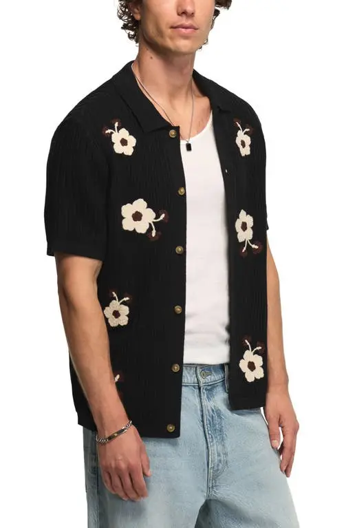 Lucky Brand Crochet Flower Short Sleeve Cardigan