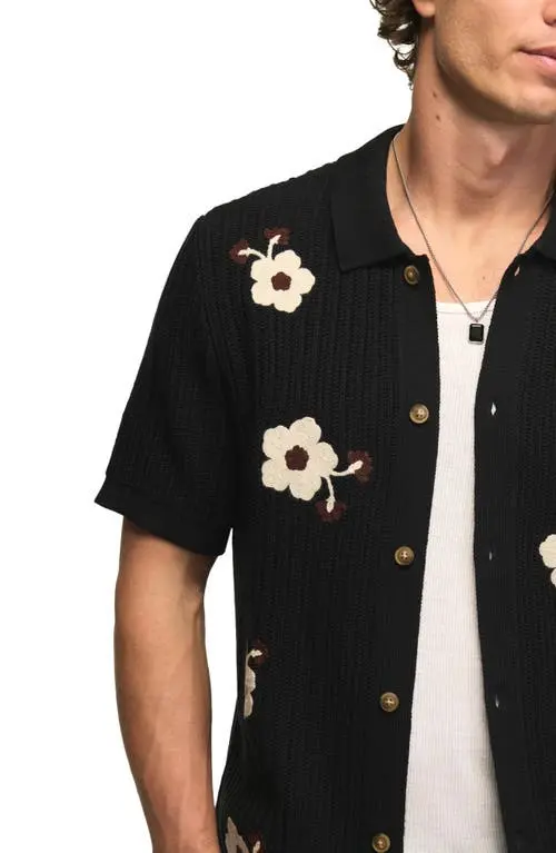 Lucky Brand Crochet Flower Short Sleeve Cardigan