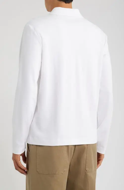 Vince Long Sleeve Peached Cotton Jersey Polo - Optic White