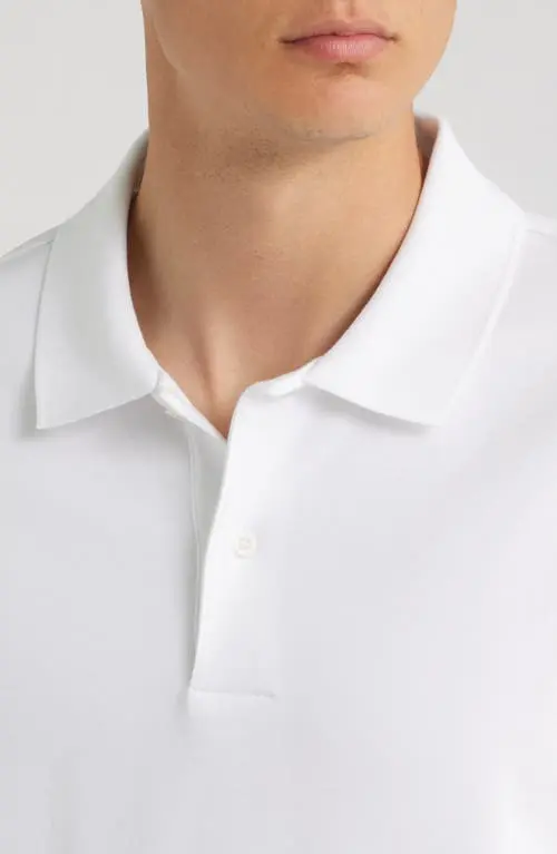 Vince Long Sleeve Peached Cotton Jersey Polo - Optic White