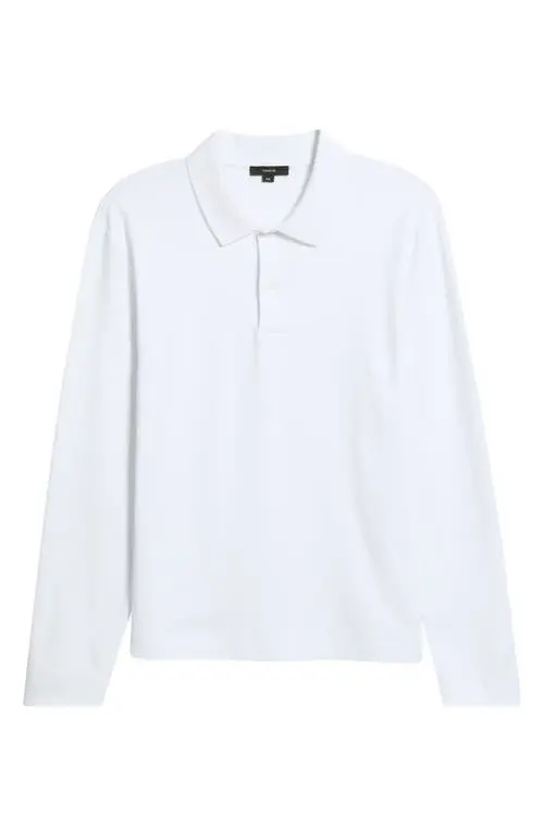 Vince Long Sleeve Peached Cotton Jersey Polo - Optic White