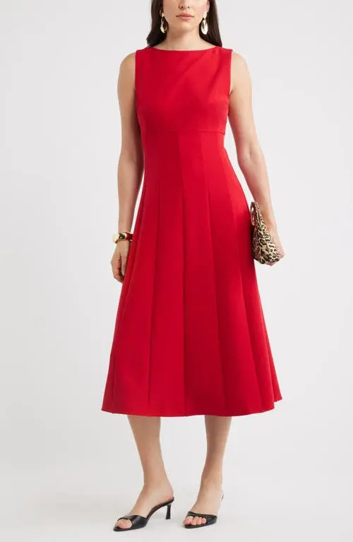 Chelsea28 Bateau Neck Midi Dress - Red Emboldened
