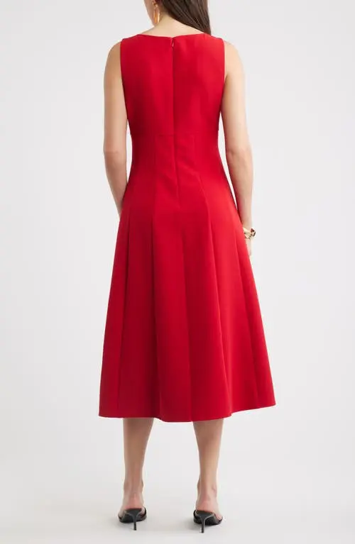 Chelsea28 Bateau Neck Midi Dress - Red Emboldened