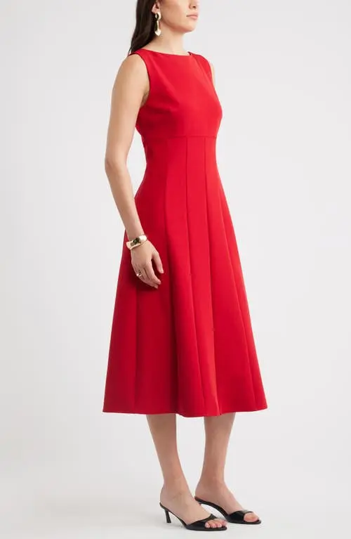 Chelsea28 Bateau Neck Midi Dress - Red Emboldened