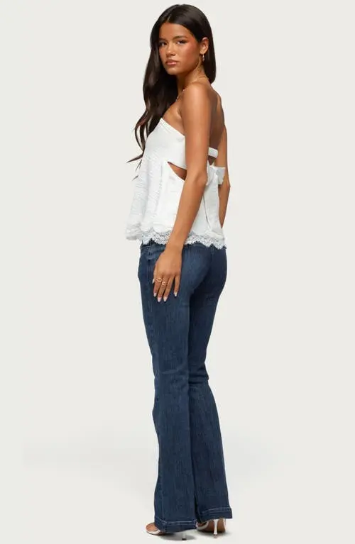 EDIKTED Netta Lacey Strapless Satin Top