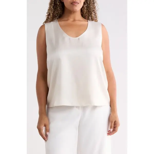 Eileen Fisher Scoop Neck Silk Tank - Plstr