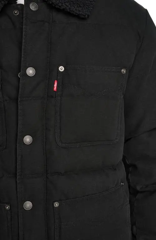 LEVI'S Quilted Chore Jacket With Shearling Collar - Black