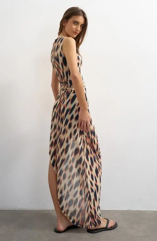 Topshop Abstract Print Mesh Sheath Maxi Dress