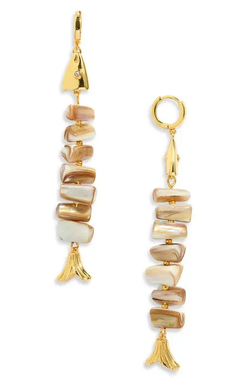 FRASIER STERLING 14k -plated Shell Beaded Drop Earrings - Gold
