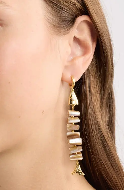 FRASIER STERLING 14k -plated Shell Beaded Drop Earrings