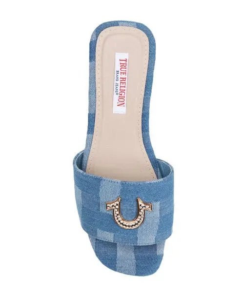 True Religion Mona Bling Logo Single Band Sandal