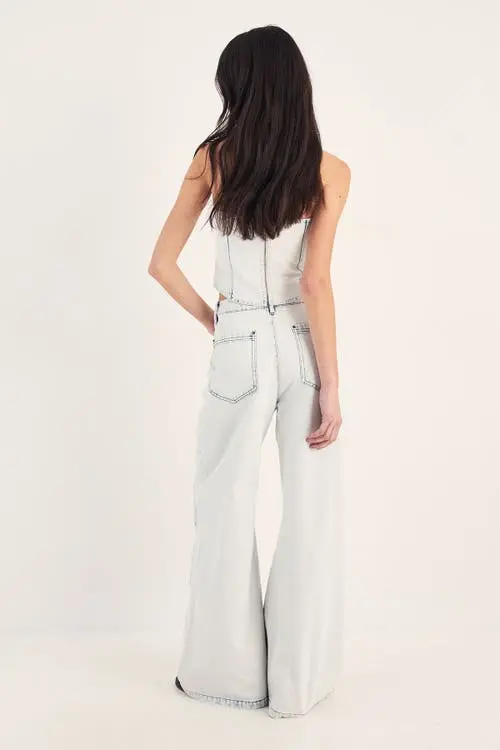 Nasty Gal Acid Wash Embroidered Baggy Jeans