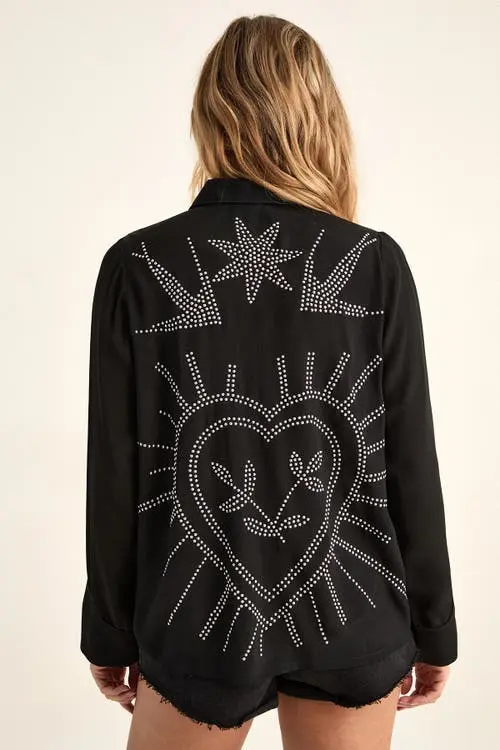 Nasty Gal Wild Love Studded Western Shirt