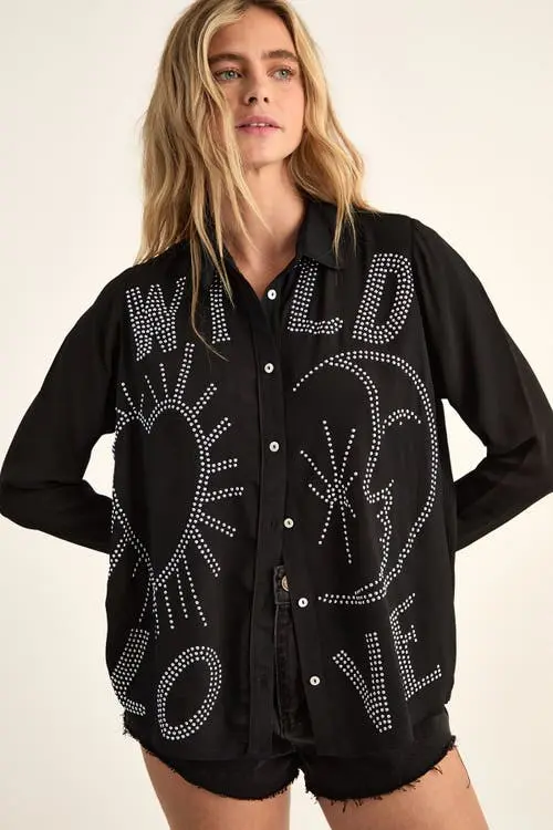 Nasty Gal Wild Love Studded Western Shirt