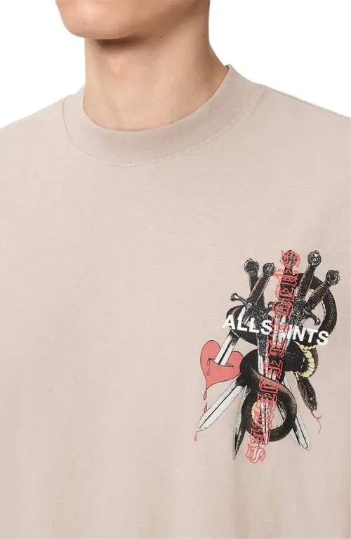 ALLSAINTS Oversize Serrate Graphic T-shirt - Dusk Brown