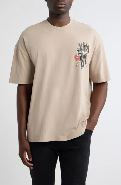 ALLSAINTS Oversize Serrate Graphic T-shirt - Dusk Brown