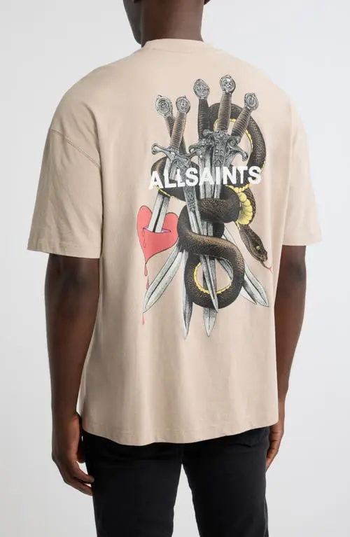 ALLSAINTS Oversize Serrate Graphic T-shirt - Dusk Brown